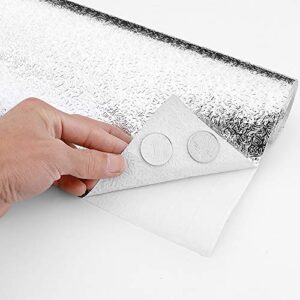 self adhesive vinyl aluminum foil contact paper for kitchen countertop backsplash wall oil-proof heat resistant waterpoof stove cupboard cabinets shelf drawer liner sticker wall paper 15.7×78.7 inches