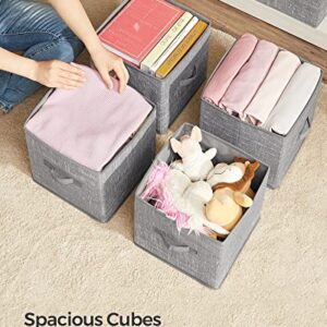 SONGMICS Storage Cubes, 11-Inch Non-Woven Fabric Bins with Double Handles, Set of 6, Closet Organizers for Shelves, Foldable, for Clothes, Gray UROB26LG