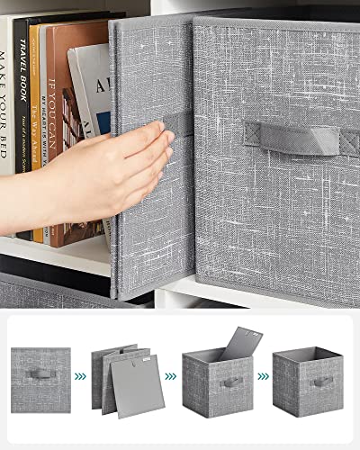 SONGMICS Storage Cubes, 11-Inch Non-Woven Fabric Bins with Double Handles, Set of 6, Closet Organizers for Shelves, Foldable, for Clothes, Gray UROB26LG