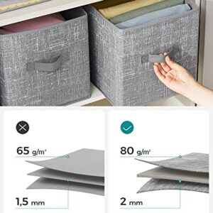 SONGMICS Storage Cubes, 11-Inch Non-Woven Fabric Bins with Double Handles, Set of 6, Closet Organizers for Shelves, Foldable, for Clothes, Gray UROB26LG