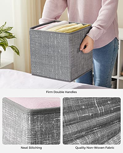 SONGMICS Storage Cubes, 11-Inch Non-Woven Fabric Bins with Double Handles, Set of 6, Closet Organizers for Shelves, Foldable, for Clothes, Gray UROB26LG