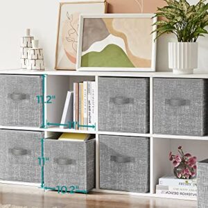 SONGMICS Storage Cubes, 11-Inch Non-Woven Fabric Bins with Double Handles, Set of 6, Closet Organizers for Shelves, Foldable, for Clothes, Gray UROB26LG