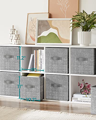 SONGMICS Storage Cubes, 11-Inch Non-Woven Fabric Bins with Double Handles, Set of 6, Closet Organizers for Shelves, Foldable, for Clothes, Gray UROB26LG