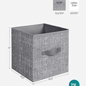 SONGMICS Storage Cubes, 11-Inch Non-Woven Fabric Bins with Double Handles, Set of 6, Closet Organizers for Shelves, Foldable, for Clothes, Gray UROB26LG