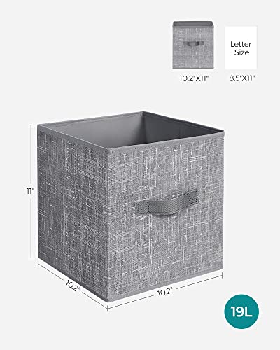 SONGMICS Storage Cubes, 11-Inch Non-Woven Fabric Bins with Double Handles, Set of 6, Closet Organizers for Shelves, Foldable, for Clothes, Gray UROB26LG