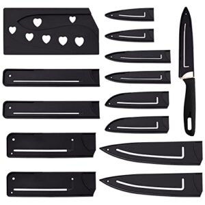 chgcraft 13pcs 7 sizes plastic universal knife edge guards non-bpa knife sheath black knife cover sleeves knife protectors