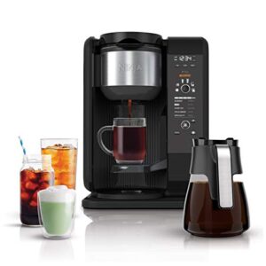 ninja hot and cold brewed system, auto-iq tea and coffee maker with 6 brew sizes, 5 brew styles, frother, coffee & tea baskets with glass carafe (cp301)