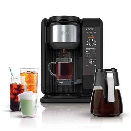 Ninja Hot and Cold Brewed System, Auto-iQ Tea and Coffee Maker with 6 Brew Sizes, 5 Brew Styles, Frother, Coffee & Tea Baskets with Glass Carafe (CP301)