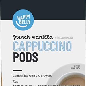 Amazon Brand - Happy Belly Cappuccino Coffee Pods Compatible with 2.0 K-Cup Brewers, French Vanilla Flavored, 24 Count