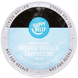 Amazon Brand - Happy Belly Cappuccino Coffee Pods Compatible with 2.0 K-Cup Brewers, French Vanilla Flavored, 24 Count