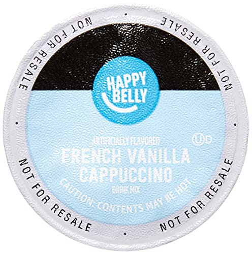 Amazon Brand - Happy Belly Cappuccino Coffee Pods Compatible with 2.0 K-Cup Brewers, French Vanilla Flavored, 24 Count