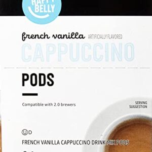 Amazon Brand - Happy Belly Cappuccino Coffee Pods Compatible with 2.0 K-Cup Brewers, French Vanilla Flavored, 24 Count