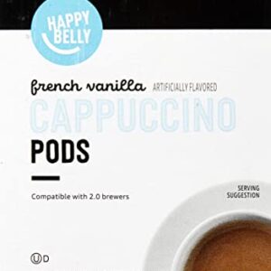 Amazon Brand - Happy Belly Cappuccino Coffee Pods Compatible with 2.0 K-Cup Brewers, French Vanilla Flavored, 24 Count