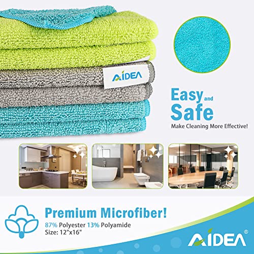 AIDEA Microfiber Cleaning Cloths-8PK, Softer Highly Absorbent, Lint Free Streak Free for House, Kitchen, Car, Window Gifts(12in.x16in.)—8PK