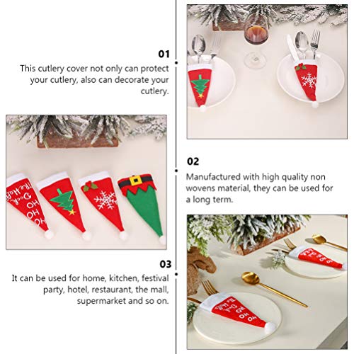 FARUTA 6Pcs Christmas Santa Hats Silverware Holders, Christmas Tableware Knife Fork Spoon Holder for Xmas Party Dinner Utensil and Flatware Organizers Decorations Supplies