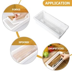 UPKOCH 2pcs box Chopsticks Utensil Household Drawer Drainer Basket Rack Chopstick Cover Board Decorative Spoon Flatware and Container Caddy with Dish for Drainage Countertop Home Fork