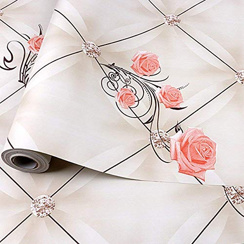 HOYOYO Self-Adhesive Shelf Liners Paper, Removable Self Adhesive Shelf Liner Dresser Drawer Wall Stickers Home Decoration, Grid Rose 17.8 x 118 Inches