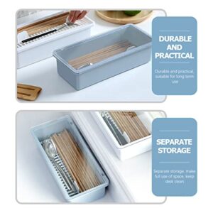 UPKOCH 3pcs box Container Chopstick Tray Drying Plastic Drainer Storage Fork Flatware Chopsticks Dish for and Spoon Rack Utensil Blue Draining Holders Home Drawer Holder Decorative Case