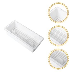 UPKOCH 4pcs box Spoon White Lid Utensil Household Drawer Cutlery Caddy Tray Plastic Countertop Holder Dish Rack Draining Storage Cutter Board Basket Fork Metal with Organizer Silverware