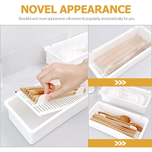 UPKOCH 4pcs box Spoon White Lid Utensil Household Drawer Cutlery Caddy Tray Plastic Countertop Holder Dish Rack Draining Storage Cutter Board Basket Fork Metal with Organizer Silverware