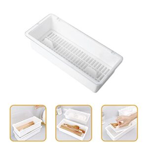 UPKOCH 4pcs box Spoon White Lid Utensil Household Drawer Cutlery Caddy Tray Plastic Countertop Holder Dish Rack Draining Storage Cutter Board Basket Fork Metal with Organizer Silverware