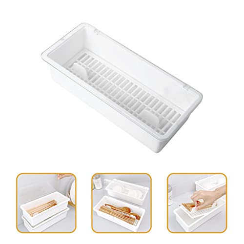 UPKOCH 3pcs box Storage Cutter Drainer and Fork Tray White Cutlery Caddy Drain for Chopsticks Countertop Drawer Drying Utensil Decorative Kitchen with Silverware Case Rack Flatware