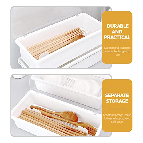 UPKOCH 3pcs box Storage Cutter Drainer and Fork Tray White Cutlery Caddy Drain for Chopsticks Countertop Drawer Drying Utensil Decorative Kitchen with Silverware Case Rack Flatware