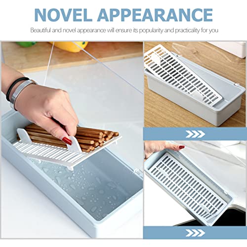 UPKOCH 5pcs box Storage Holder Tray for Holders Blue Decorative and Kitchen Drawer Container Chopsticks Silverware Organizer Drying Home Utensil Chopstick Flatware Rack Cutter Drainage