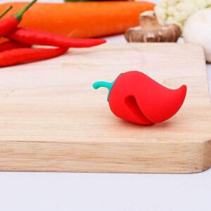 Hemoton Pot Lid Holder, 10pcs Chili Shape Spill-Proof Silicone Lid Lifters for Soup Pot, Lid Lifter for Pots and Pans Lid Stand Heat Resistant Holder, Pot Lid Lifts, Kitchen Tools Preventer