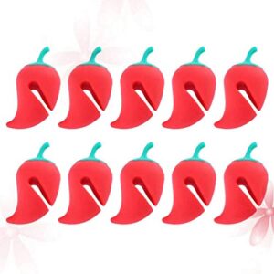 Hemoton Pot Lid Holder, 10pcs Chili Shape Spill-Proof Silicone Lid Lifters for Soup Pot, Lid Lifter for Pots and Pans Lid Stand Heat Resistant Holder, Pot Lid Lifts, Kitchen Tools Preventer