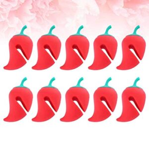 Hemoton Pot Lid Holder, 10pcs Chili Shape Spill-Proof Silicone Lid Lifters for Soup Pot, Lid Lifter for Pots and Pans Lid Stand Heat Resistant Holder, Pot Lid Lifts, Kitchen Tools Preventer