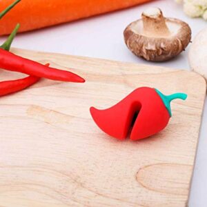 Hemoton Pot Lid Holder, 10pcs Chili Shape Spill-Proof Silicone Lid Lifters for Soup Pot, Lid Lifter for Pots and Pans Lid Stand Heat Resistant Holder, Pot Lid Lifts, Kitchen Tools Preventer