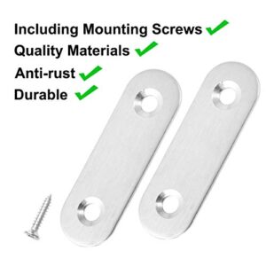 uxcell 50mm 20pcs Straight Bracket Stainless Steel Flat Brace Fastener Brackets Corner Edge Protector Support with Screws for Furniture