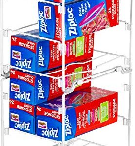 Bextsware 2 PACK Stackable Kitchen Wrap Organizer Rack, Pantry Organization and Storage for Aluminum Foil, Parchment Paper and Plastic Food Bags, White