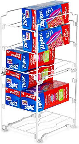 Bextsware 2 PACK Stackable Kitchen Wrap Organizer Rack, Pantry Organization and Storage for Aluminum Foil, Parchment Paper and Plastic Food Bags, White