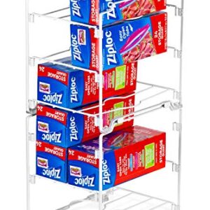 Bextsware 2 PACK Stackable Kitchen Wrap Organizer Rack, Pantry Organization and Storage for Aluminum Foil, Parchment Paper and Plastic Food Bags, White