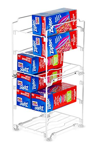 Bextsware 2 PACK Stackable Kitchen Wrap Organizer Rack, Pantry Organization and Storage for Aluminum Foil, Parchment Paper and Plastic Food Bags, White