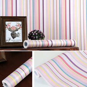 simplelife4u rainbow stripes shelf liner self-adhesive furniture paper refurbish old makeup storage boxes nightstand 17.7 inch by 13 feet