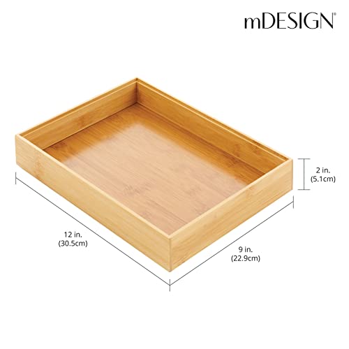 mDesign Bamboo Wood Stackable Drawer Organizer Bin Box for Kitchen; Holds Silverware, Cutlery, Utensils - Echo Collection - 4 Pack - Natural