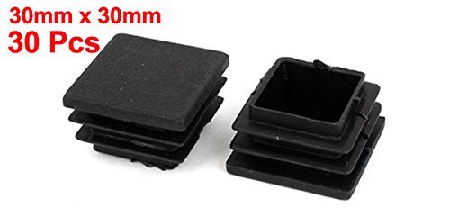 uxcell Plastic Square Tube Inserts End Blanking Caps 30mm x 30mm 30 Pcs Black