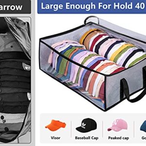 AOODA Hat Storage for Baseball Caps Organizer, Large Holds up to 40 Hats Wide Hat Organizer for Closet Cap Holder, Grey