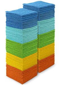 aidea microfiber cleaning cloths-100pk, softer and more absorbent, lint-free, wash cloth for home, kitchen, car, window (12in.x12in.)