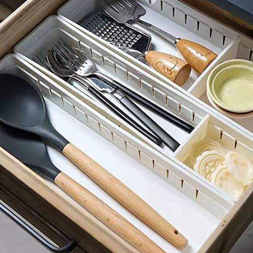 hisucbetter silverware tray for drawer, utensil organizer Set of 4, Plastic drawer organization for kitchen, bathroom, cloakroom, and office (White).