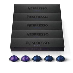 nespresso capsules vertuoline, espresso variety pack, medium and dark roast espresso coffee, 50 count coffee pods, brews 1.35 ounce (vertuo line only)