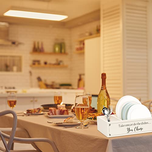 Kitchen Countertop Plate Organizer Box, Kitchen Countertop Flatware Organizer for Kitchen Decor, Paper Plate Holders, Cutlery Utensil Holder for Kitchen, Dining, Entertaining, Tailgating, Picnics