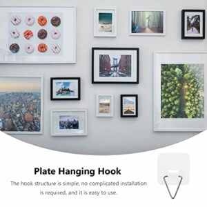 DOITOOL 50pcs Multi- use Plate, Restaurant X. White Self- Hooks Plate Dishes Fixing Decorative Hanger, Home Invisible Hanger Supplies Kitchen Adhesive Wall Holders. for Sticky Square Art