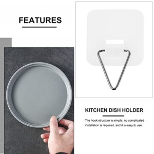 DOITOOL 50pcs Multi- use Plate, Restaurant X. White Self- Hooks Plate Dishes Fixing Decorative Hanger, Home Invisible Hanger Supplies Kitchen Adhesive Wall Holders. for Sticky Square Art