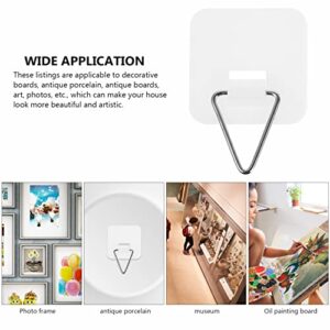 DOITOOL 50pcs Multi- use Plate, Restaurant X. White Self- Hooks Plate Dishes Fixing Decorative Hanger, Home Invisible Hanger Supplies Kitchen Adhesive Wall Holders. for Sticky Square Art