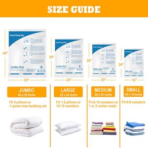 Vacuum Storage Bags 7 Jumbo, Space Saver Sealer Bags with Travel Hand Pump, Airtight Compression Bags for Clothes, Pillows, Comforters, Blankets, Bedding