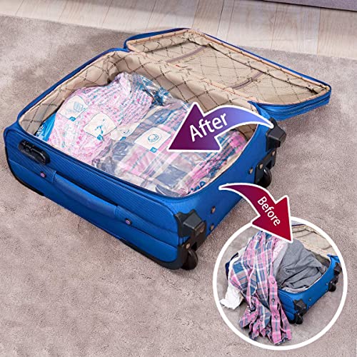 Vacuum Storage Bags 7 Jumbo, Space Saver Sealer Bags with Travel Hand Pump, Airtight Compression Bags for Clothes, Pillows, Comforters, Blankets, Bedding